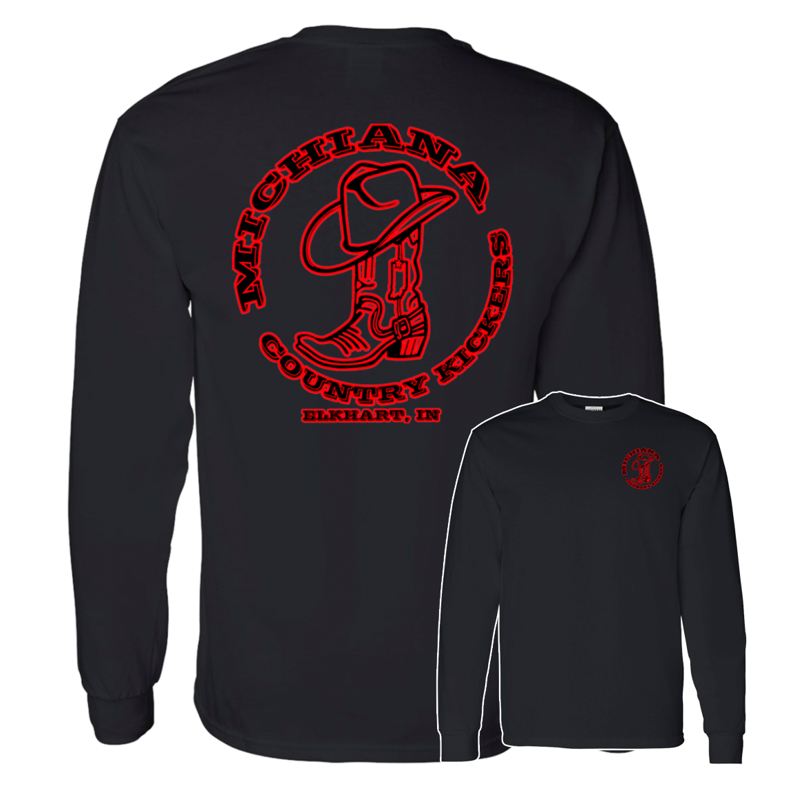 Long Sleeve 2-Sided Logo Tee - Red Logo - Michiana Country Kickers