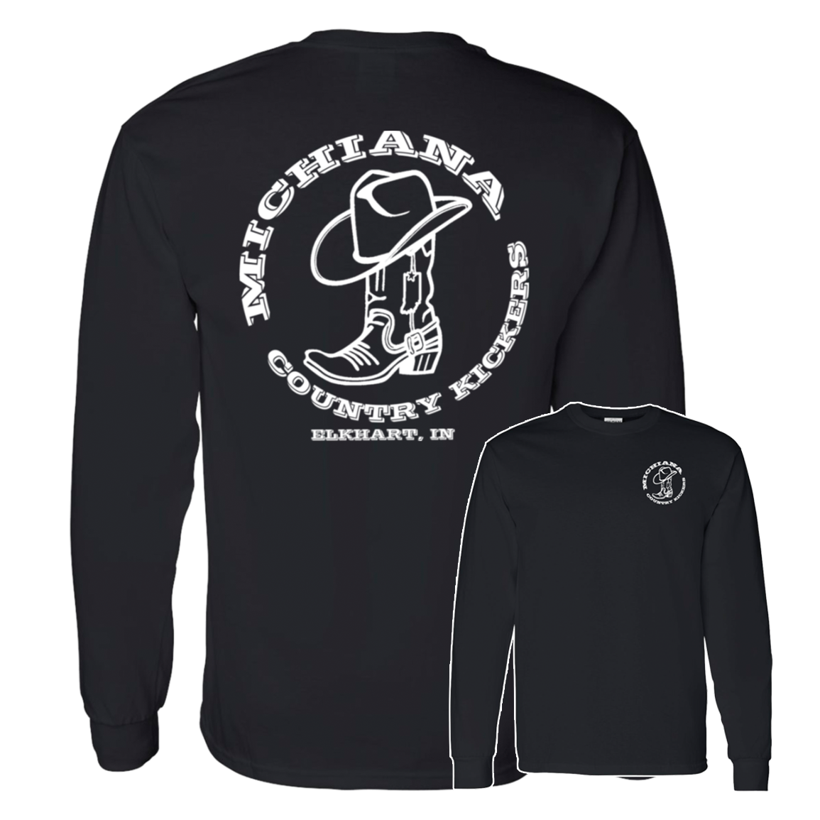 Long Sleeve 2-Sided Logo Tee - White Logo - Michiana Country Kickers